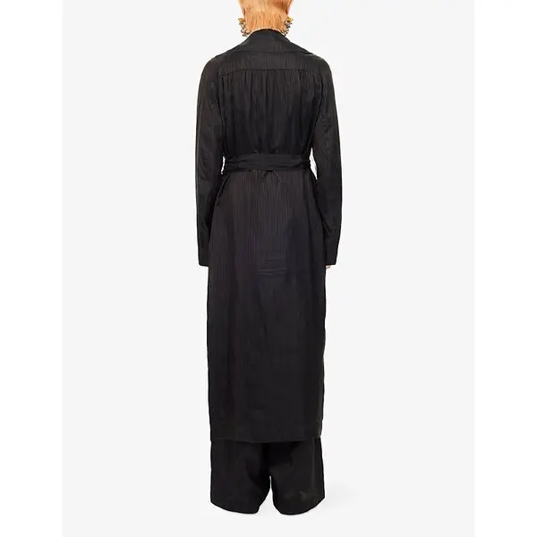 Dries Van Noten Rolana Stripe-pattern Cupro Trench Coat