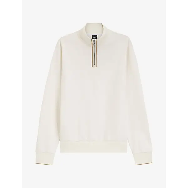 BOSS Funnel-neck Half-zip Cotton Sweatshirt Xxxl