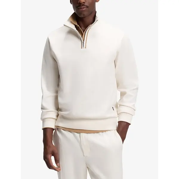 BOSS Funnel-neck Half-zip Cotton Sweatshirt Xxxl