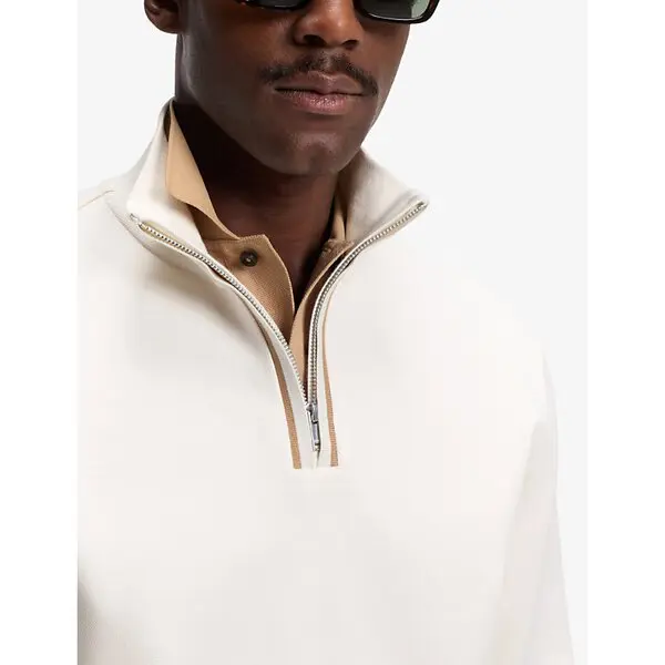 BOSS Funnel-neck Half-zip Cotton Sweatshirt Xxxl
