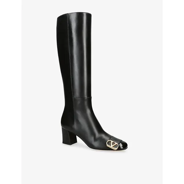 Valentino Garavani Vlogo Heeled Knee-high Leather Boots