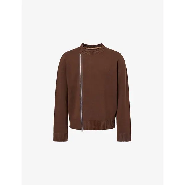 Sacai Zip Embroidered-logo Wool Jumper
