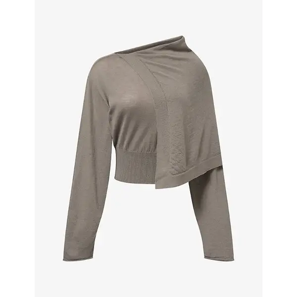 Rick Owens Draped Scarf Long-sleeve Wool Jumper
