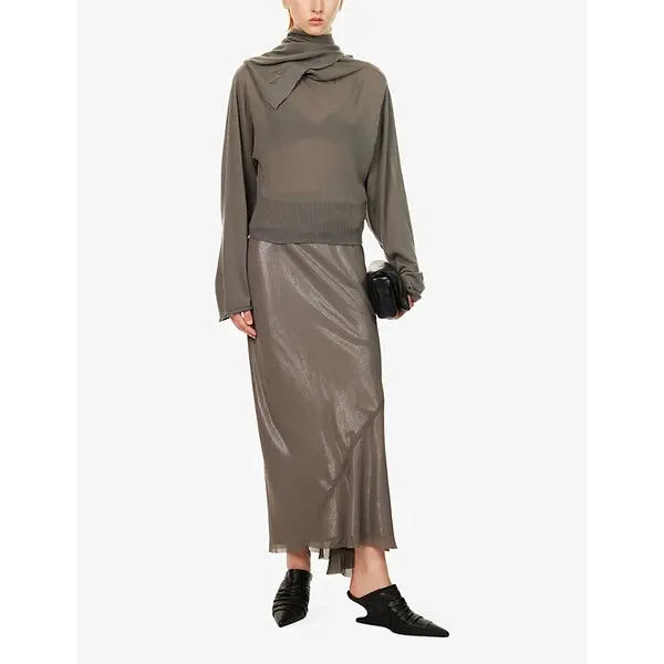 Rick Owens Draped Scarf Long-sleeve Wool Jumper