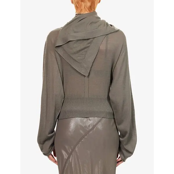 Rick Owens Draped Scarf Long-sleeve Wool Jumper