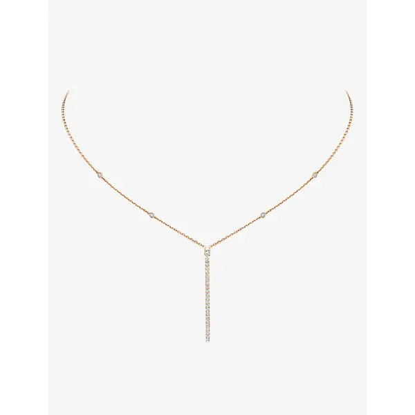 Messika Gatsby Bar 18ct Gold And 0.38ct Diamond Necklace - Pink
