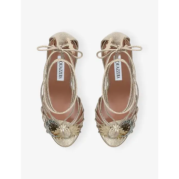 AQUAZZURA Night Stars Flat Leather Sandals