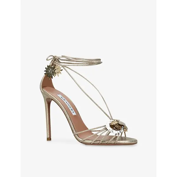 AQUAZZURA Night Stars Flat Leather Sandals