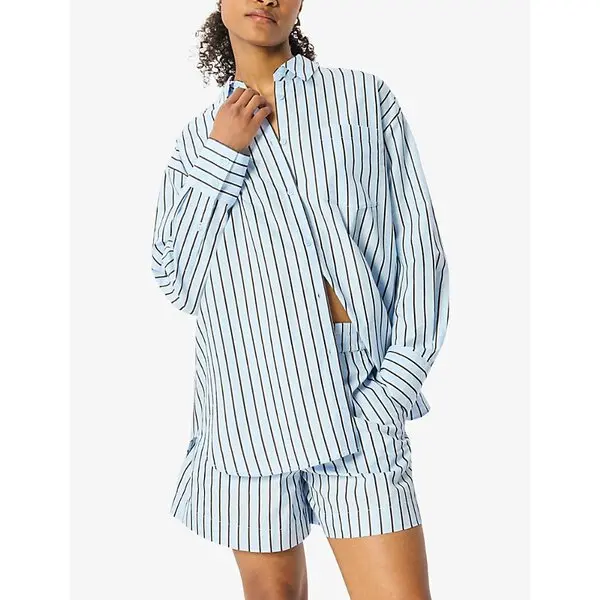 Whistles Striped Cotton-blend Oversized Shirt