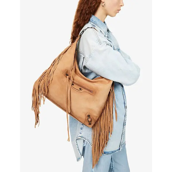 Balenciaga Le City Hobo Medium Suede Shoulder Bag