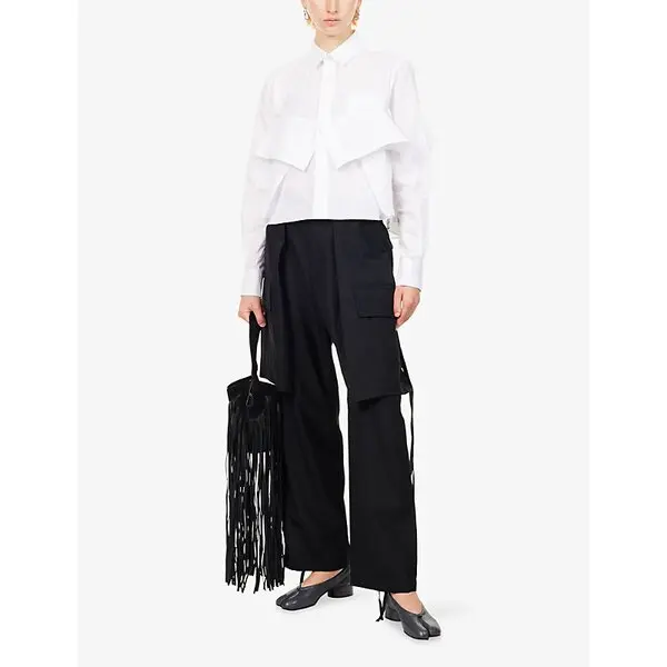 Sacai Straight-leg High-rise Wool-blend Cargo Trousers