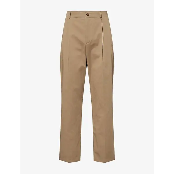 Valentino Garavani Straight-leg Single-pleat Cotton Chinos - Beige