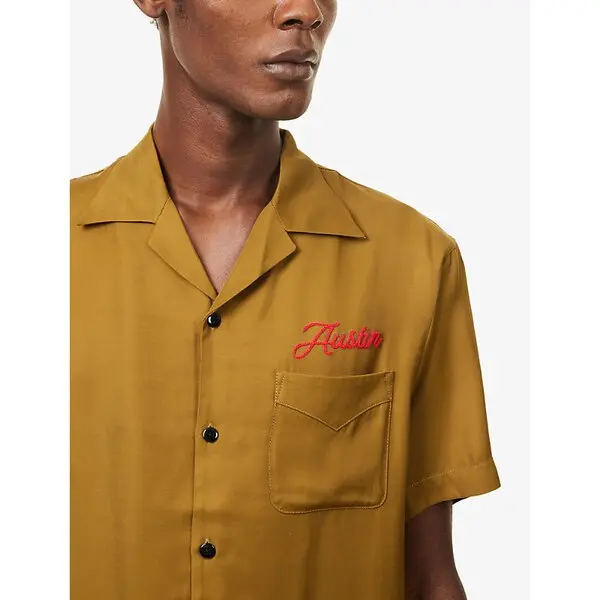 AUSTIN POST Bowling Brand Embroidered Woven Shirt