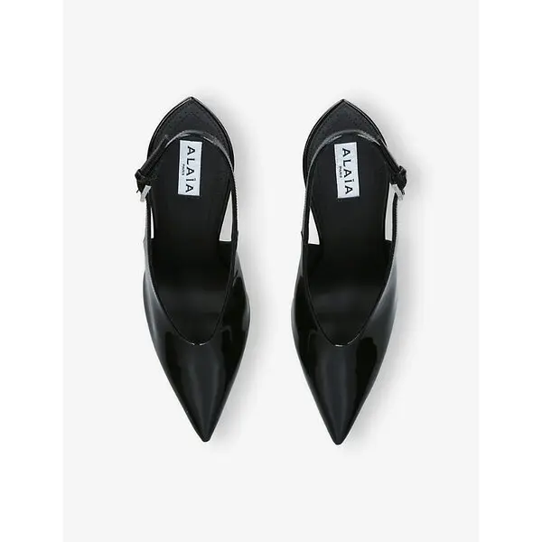 Alaïa Patent Leather Wedge Slingback Pumps