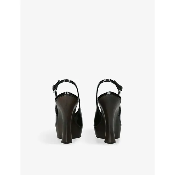 Alaïa Patent Leather Wedge Slingback Pumps