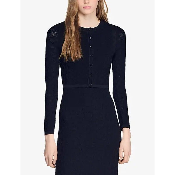 Sandro Slim-fit Pointelle Knitted Cardigan