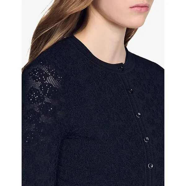 Sandro Slim-fit Pointelle Knitted Cardigan