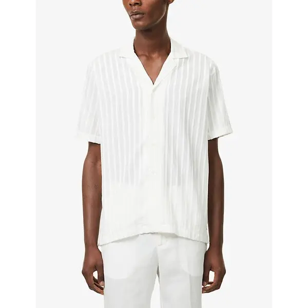Orlebar Brown Maitan Textured-pattern Woven Shirt Xxl