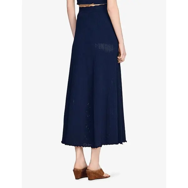 Sandro Elasticated-waist Pointelle Knitted Maxi Skirt