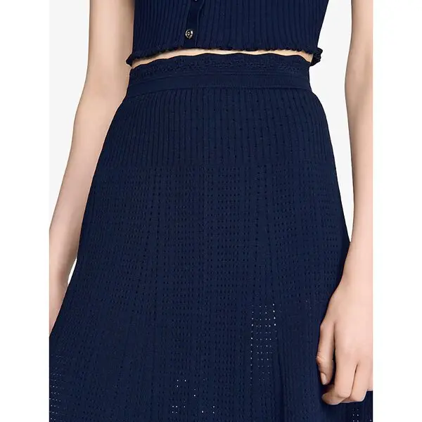 Sandro Elasticated-waist Pointelle Knitted Maxi Skirt
