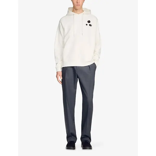Sandro Floral-print Relaxed-fit Cotton Hoody