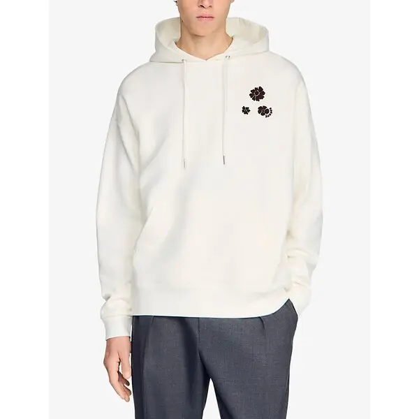 Sandro Floral-print Relaxed-fit Cotton Hoody