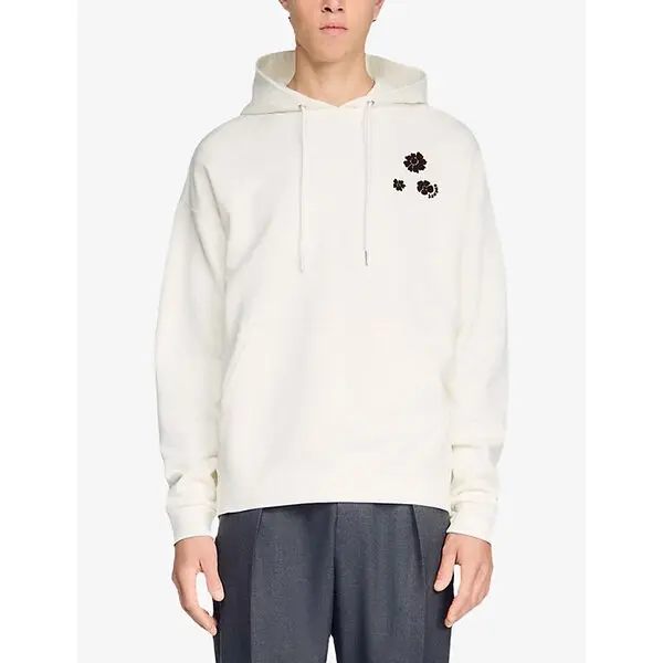 Sandro Floral-print Relaxed-fit Cotton Hoody