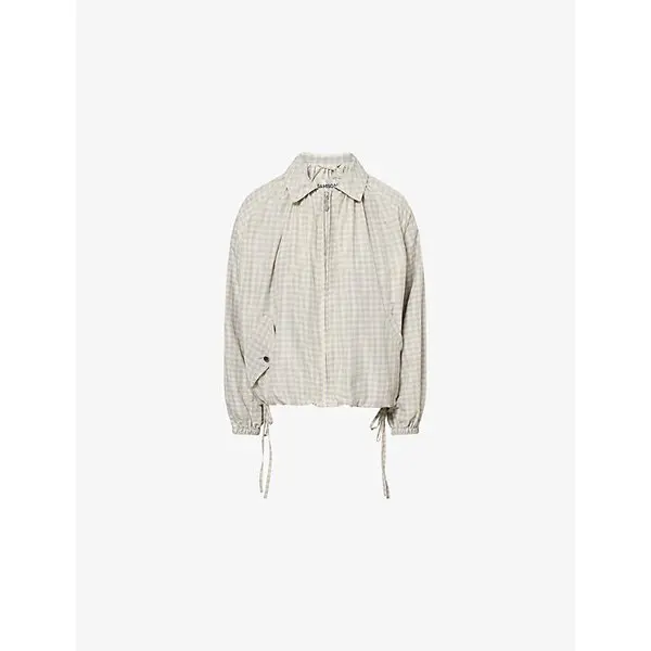 DAMSON MADDER Lailah Gingham Woven Bomber Jacket - Oyster