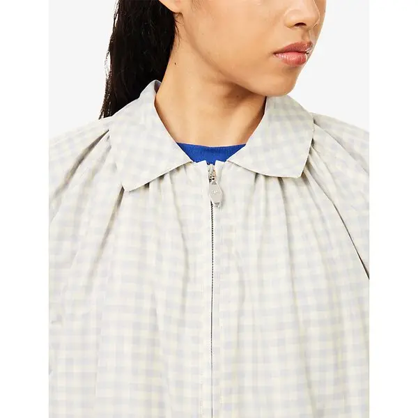 DAMSON MADDER Lailah Gingham Woven Bomber Jacket - Oyster