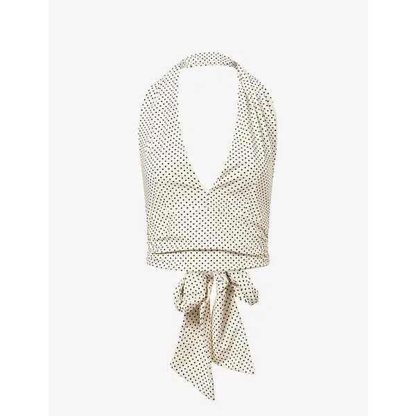 Hunza G Polka-dot Halterneck Stretch-woven Top