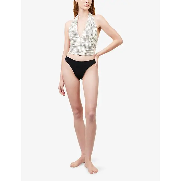 Hunza G Polka-dot Halterneck Stretch-woven Top