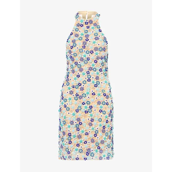 LA FUORI Beaded Floral Mini Dress