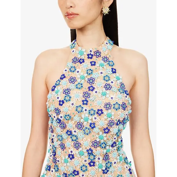 LA FUORI Beaded Floral Mini Dress