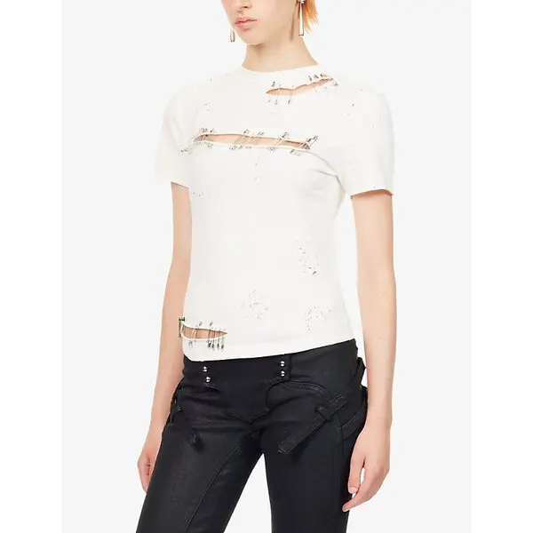 DILARA FINDIKOGLU Safety Pin Embellished T-shirt