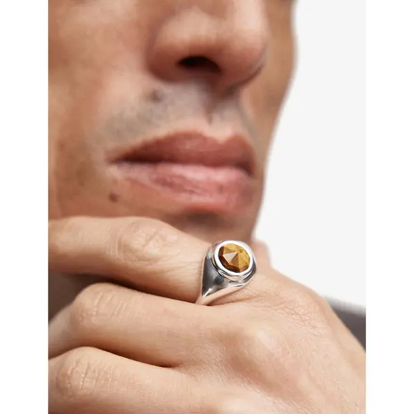 Monica Vinader Eclipse Gemstone Sterling And Tiger's Eye Signet Ring