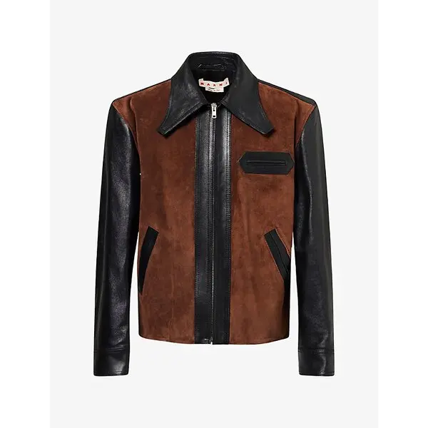 Marni Contrast Zip-up Leather Jacket