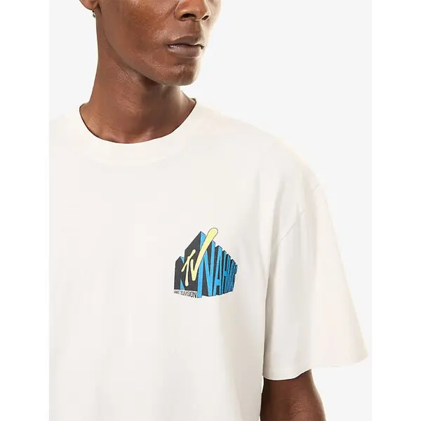 NAHMIAS Tv Logo-print Boxy Cotton T-shirt