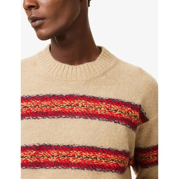 Dries Van Noten Master Striped Alpaca And Wool-blend Jumper