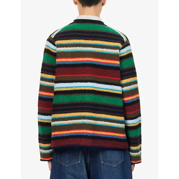 Sacai V-neck Striped Wool-blend Cardigan