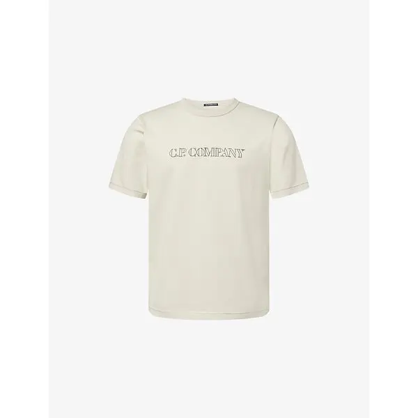 C.P. COMPANY Brand-embroidered Cotton T-shirt - Silver Birch