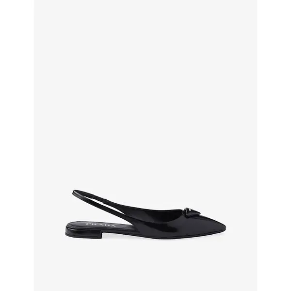 Prada Brushed Leather Ballerina Slingbacks