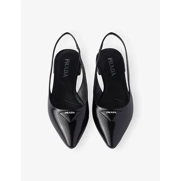 Prada Brushed Leather Ballerina Slingbacks
