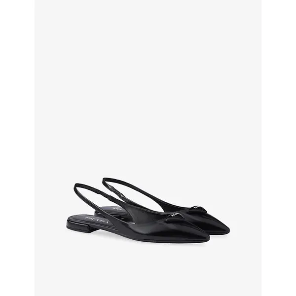 Prada Brushed Leather Ballerina Slingbacks