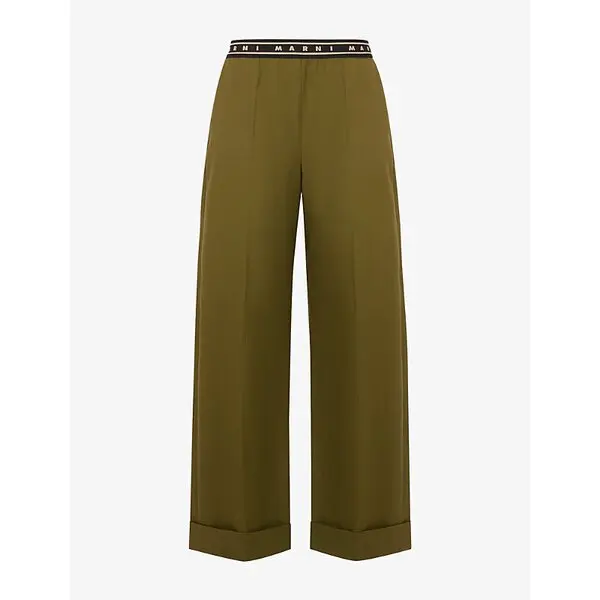 Marni Logo Elasticated Waistband Wool Trousers
