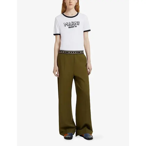 Marni Logo Elasticated Waistband Wool Trousers
