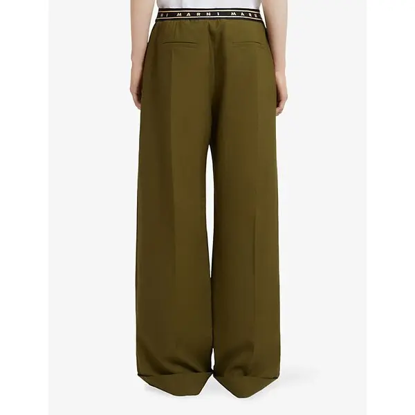 Marni Logo Elasticated Waistband Wool Trousers