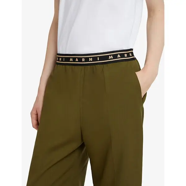 Marni Logo Elasticated Waistband Wool Trousers
