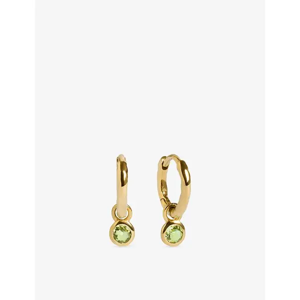 Monica Vinader August Birthstone 18ct Yellow- Vermeil And Peridot Huggie Earrings - Gold