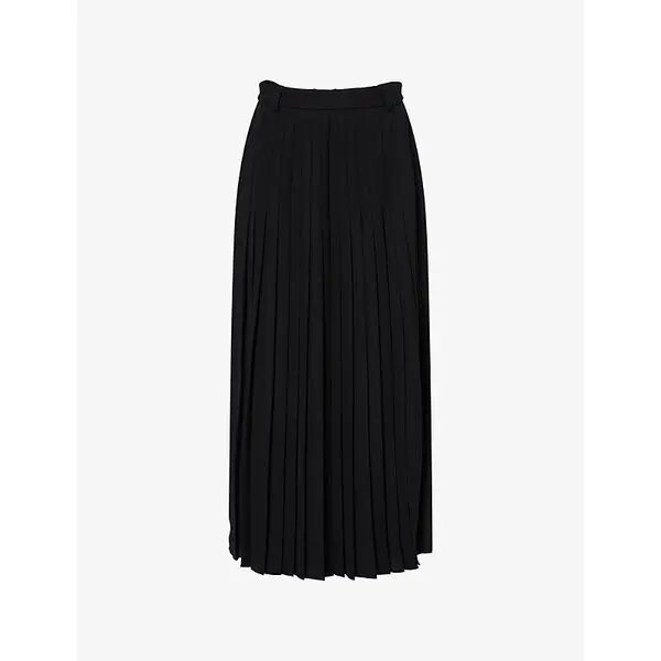 ME+EM Pleated Slit Woven Maxi Skirt - Black