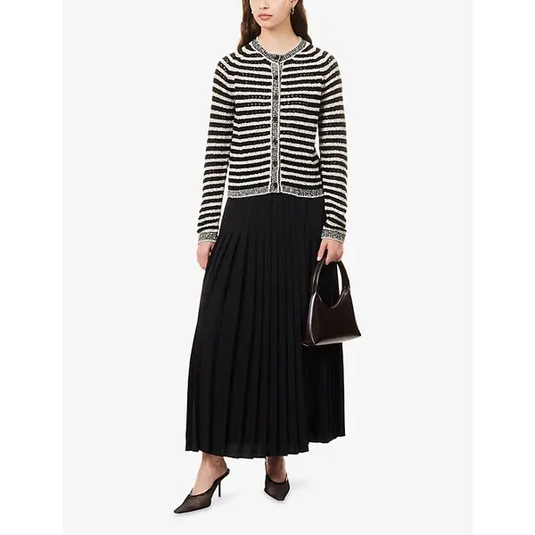 ME+EM Pleated Slit Woven Maxi Skirt